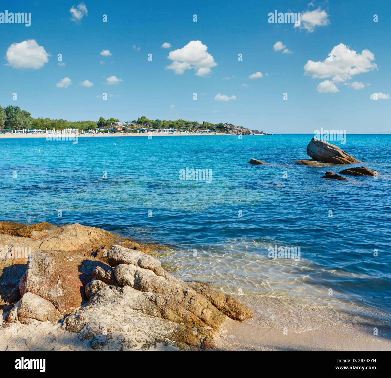 Camping on summer morning Platanitsi beach on Sithonia Peninsula ...