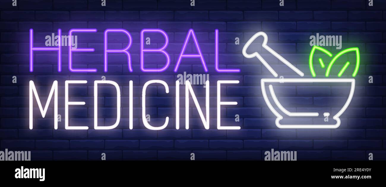 Herbal medicine neon sign Stock Vector Image & Art - Alamy