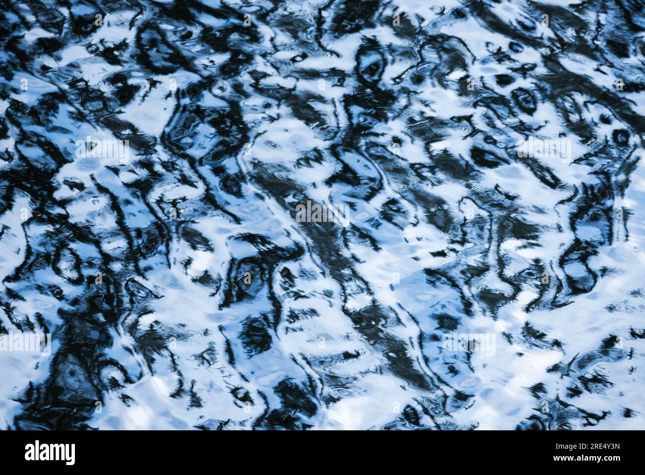 Blue water surface with abstract ripple pattern, top view. Natural ...