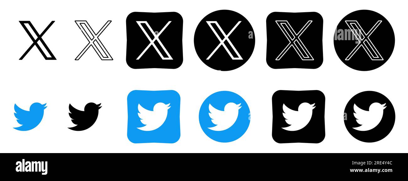 New Twitter vs x.com. Novation Elon Mask. popular social media button ...