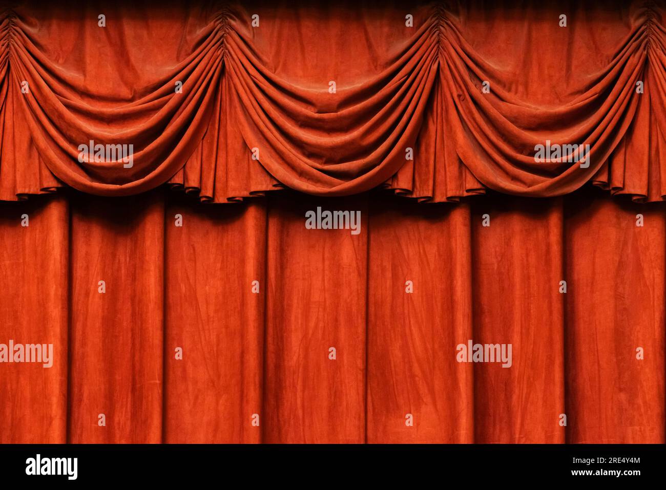 Red velvet curtain with wavy drapes, background photo texture Stock ...