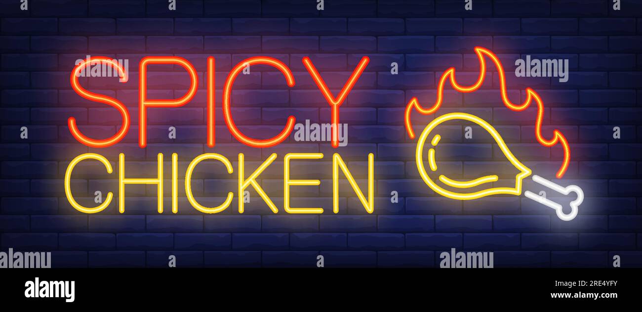 Spicy chicken neon sign Stock Vector Image & Art - Alamy