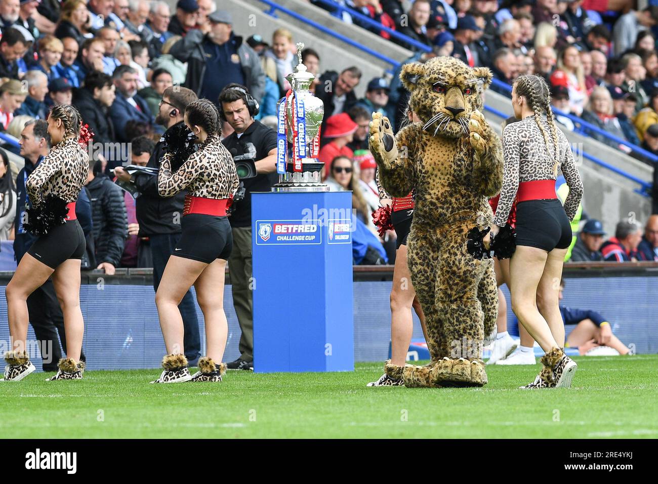 Leeds, England - 23rd July 2023 -Leigh Leopards mascot . Challenge Cup ...