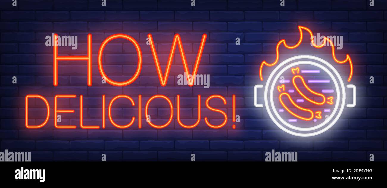 How delicious neon sign Stock Vector Image & Art - Alamy