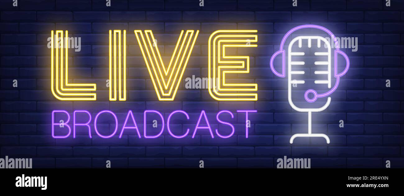 Live broadcast neon sign Stock Vector Image & Art - Alamy