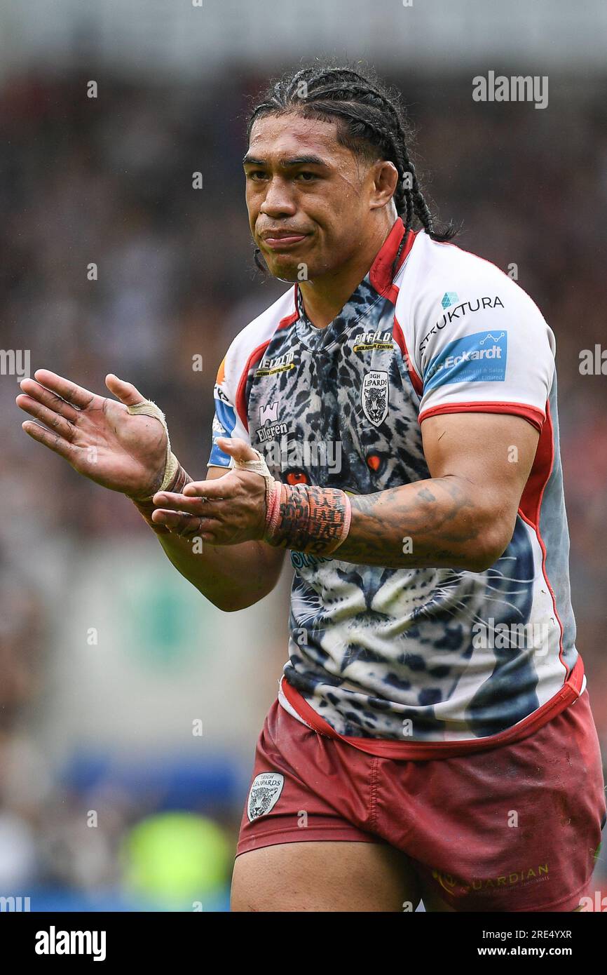 Warrington, England - 22nd July 2023 - Tom Amone of Leigh Leopards ...
