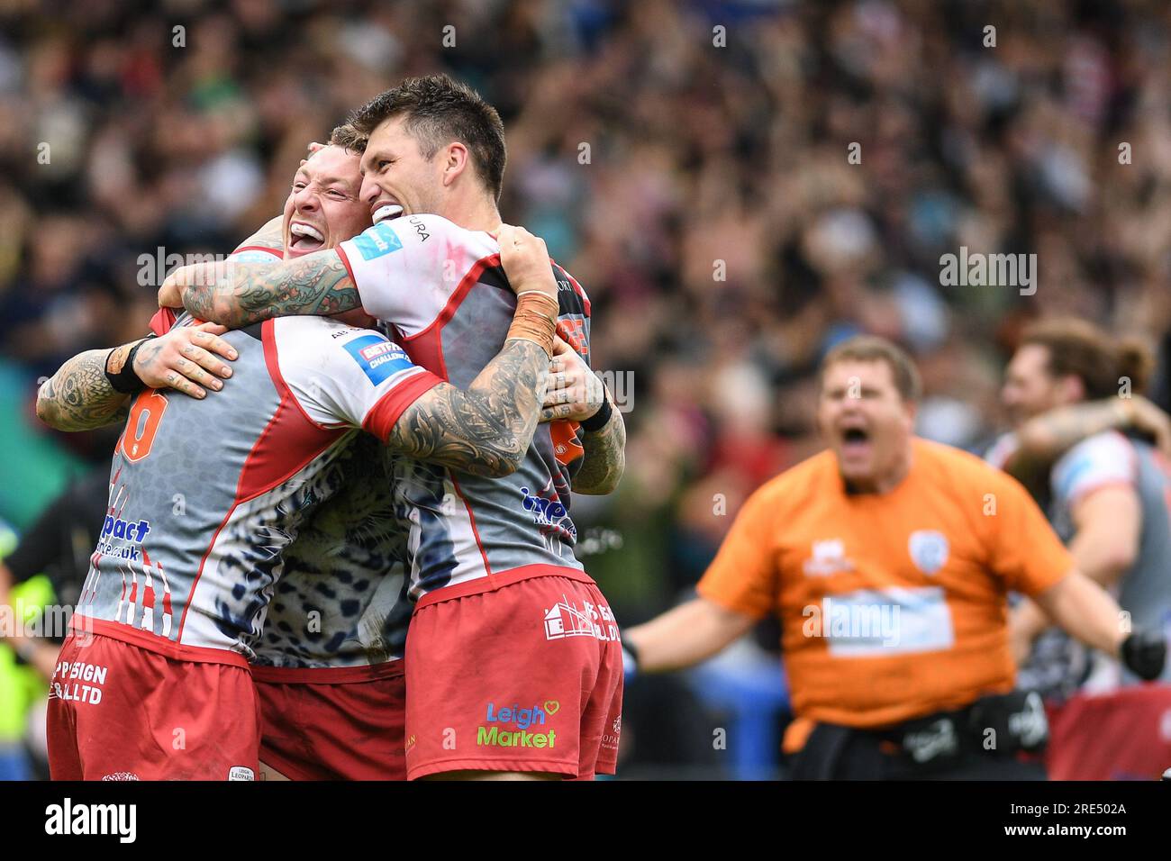Warrington, England - 22nd July 2023 - Oliver Holmes , Josh Charnley ...