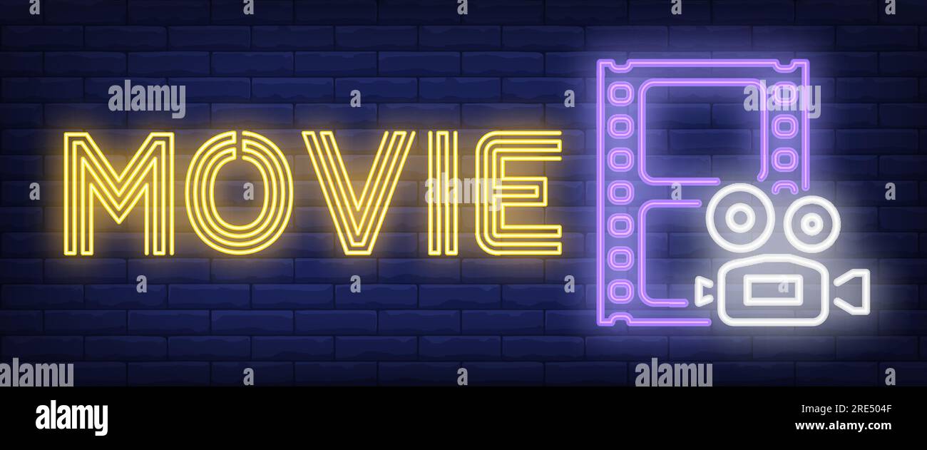 Movie neon sign Stock Vector Image & Art - Alamy
