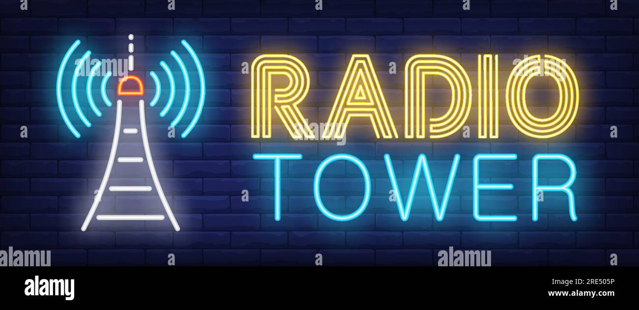 Radio tower neon sign Stock Vector Image & Art - Alamy
