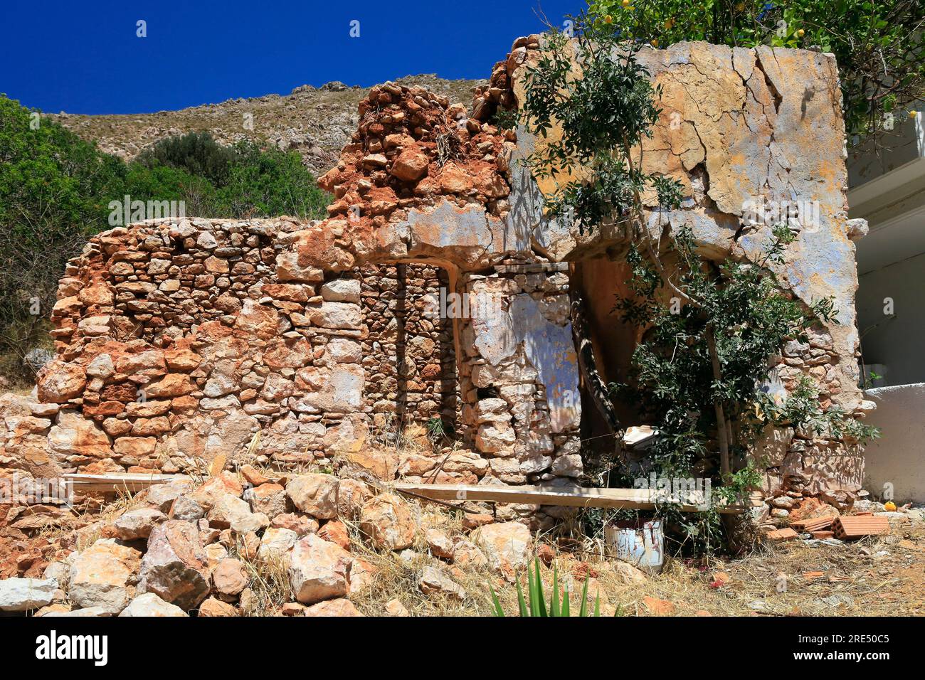 Old stone house, Livadia, Tilos island, near Rhodes, Dodecanese, Greece ...