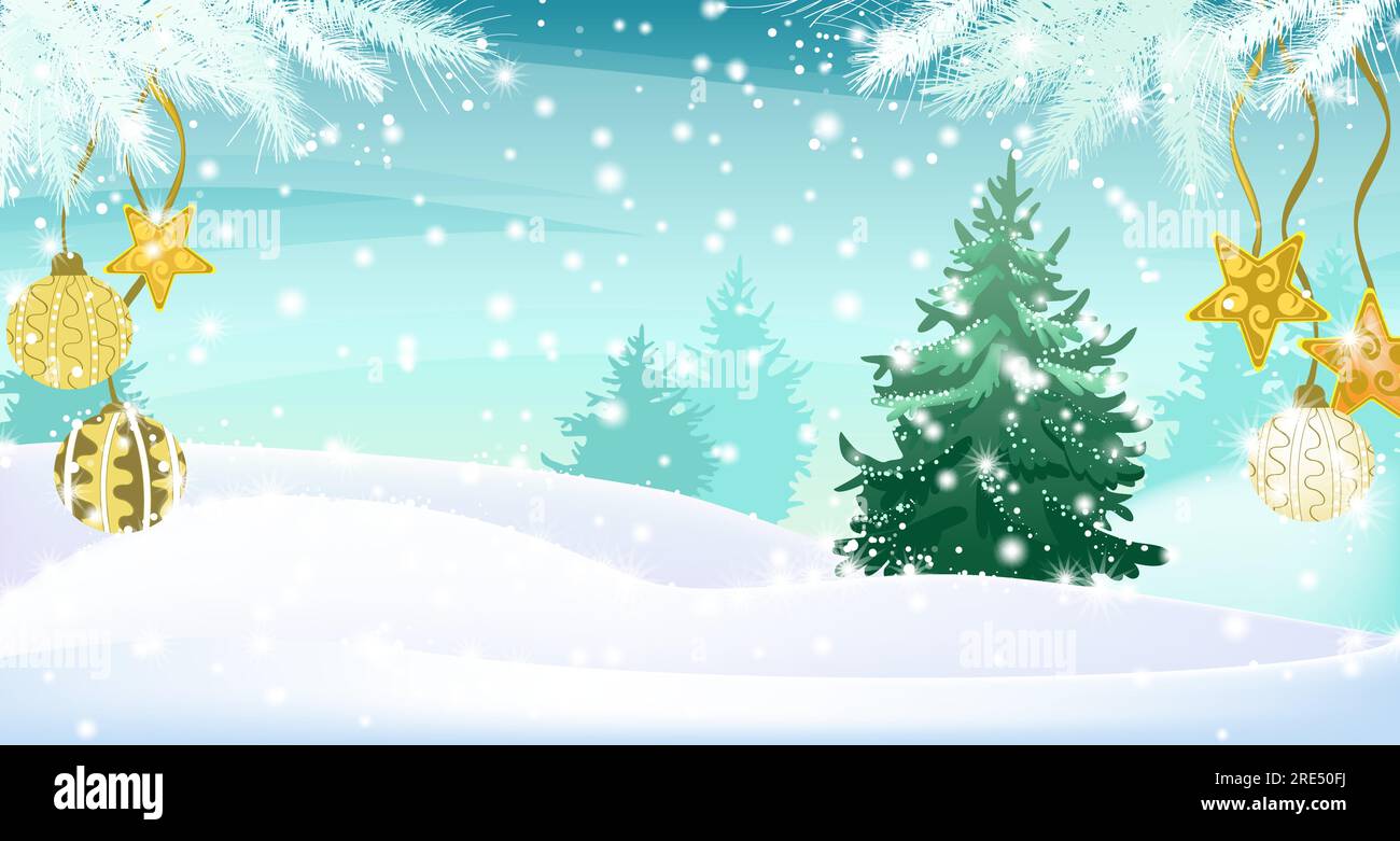Snowfall in forest christmas balls hi-res stock photography and images ...