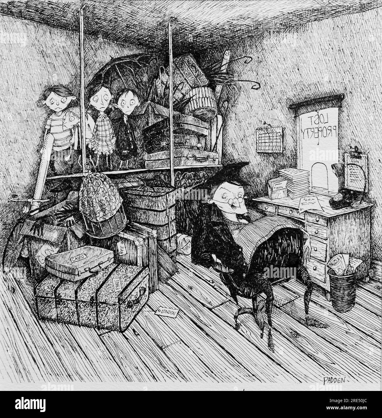 Humorous portrayal of lost children sitting on a shelf in a Lost ...