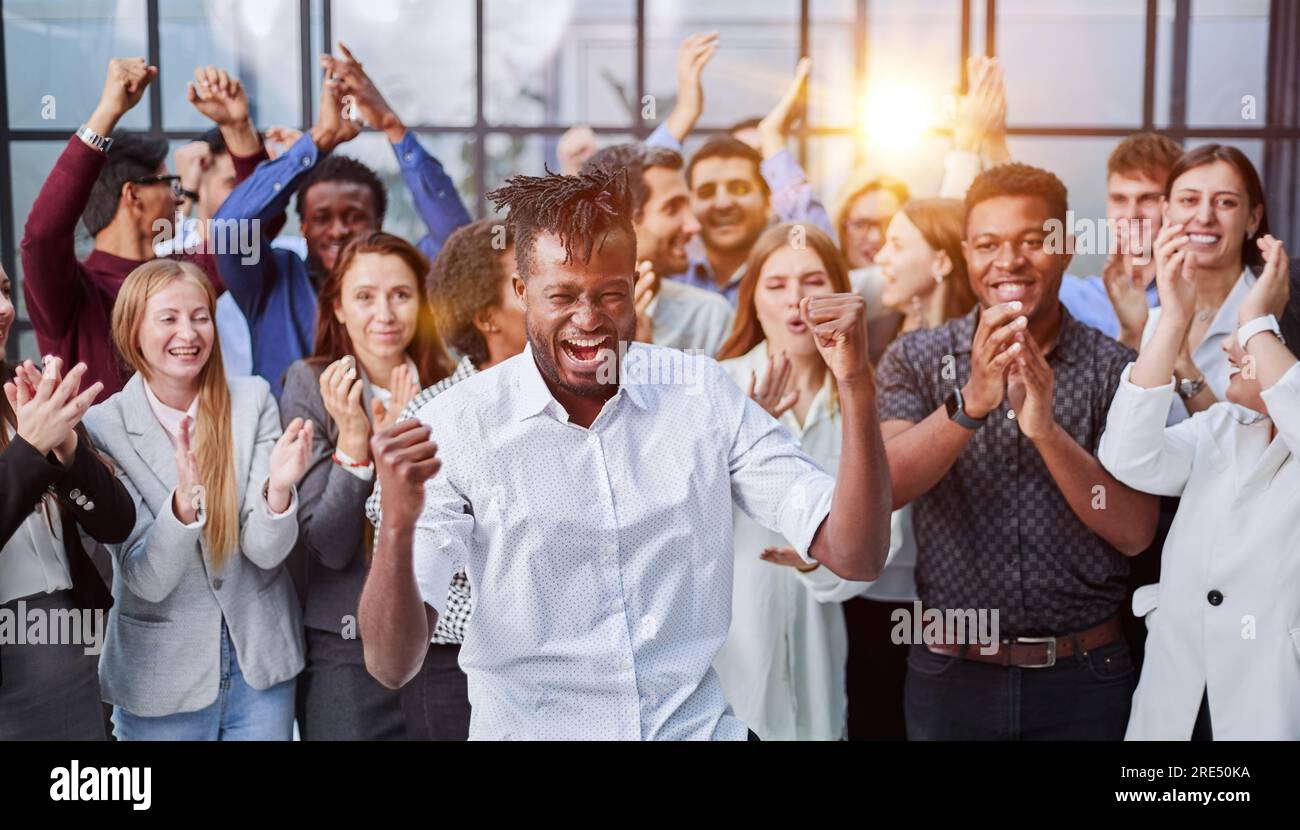 large international group of happy people applauding together Stock ...