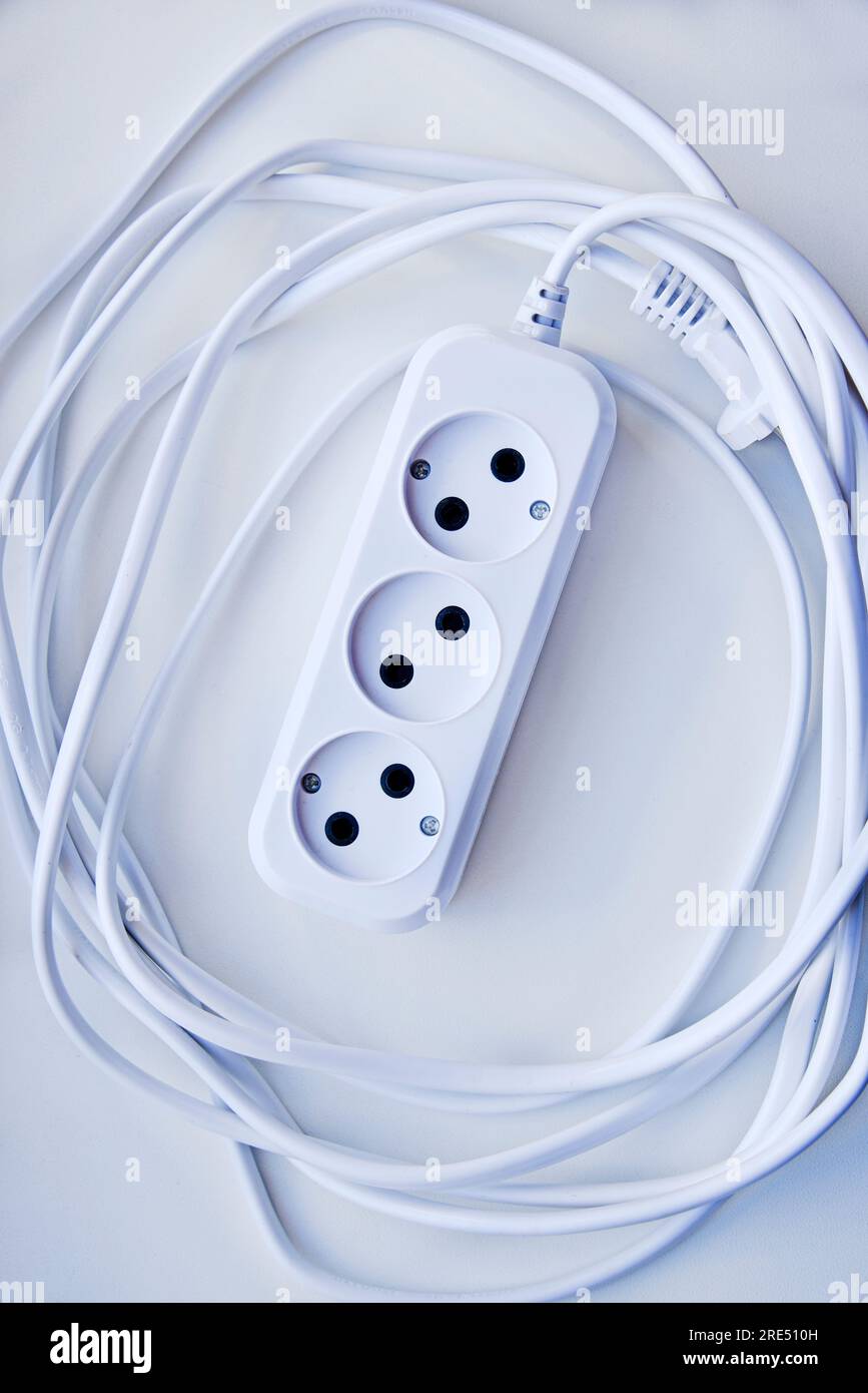 White electric extension cord, great design for any purposes. White ...
