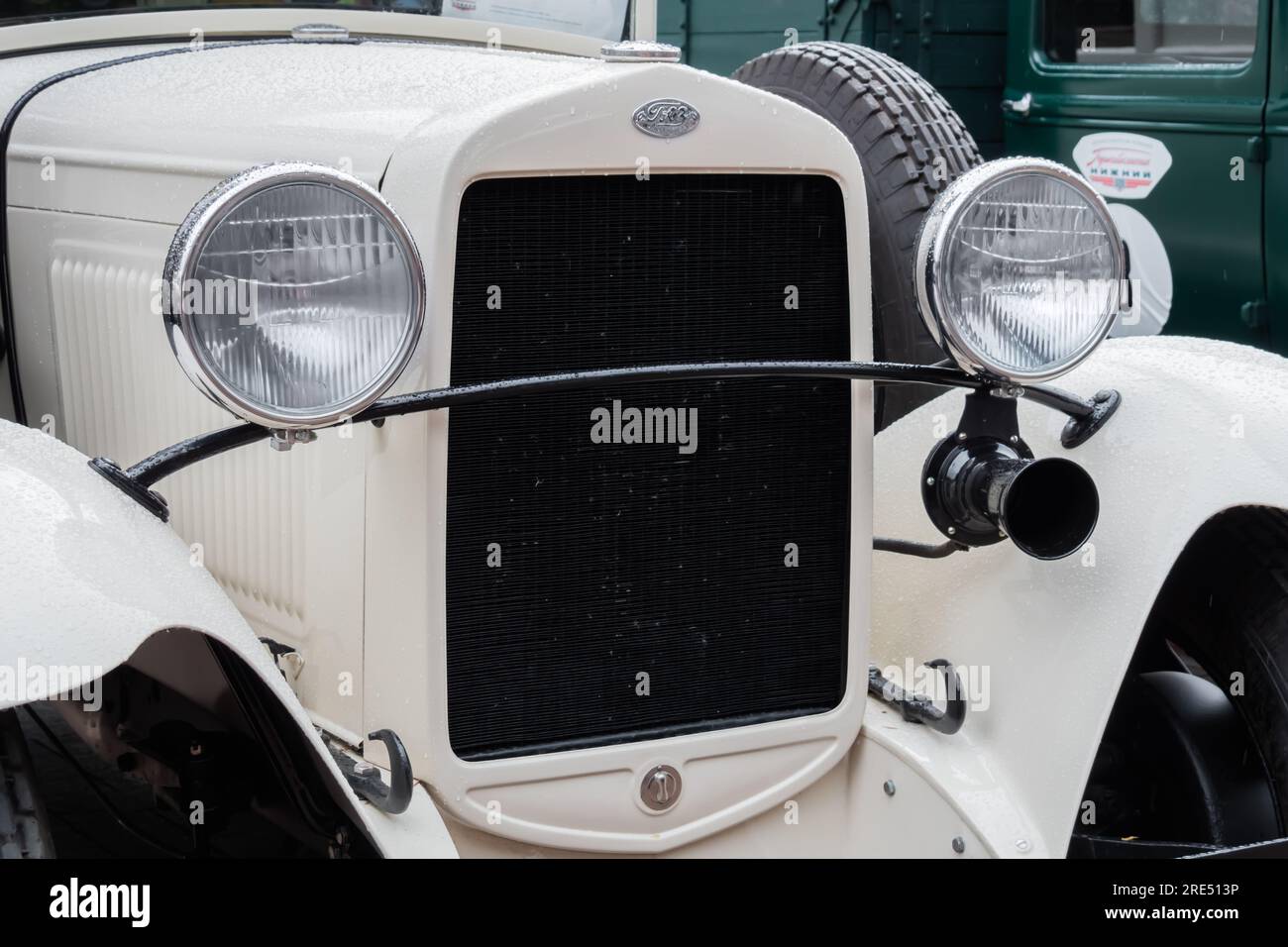Beige soviet military ambulance GAZ-55 at Classic Soviet Car Exhibition ...