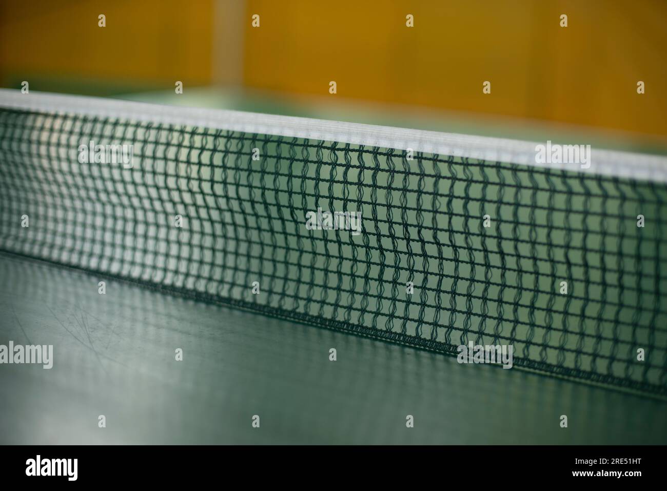 Table tennis net. Tennis table. Mesh is stretched across table ...