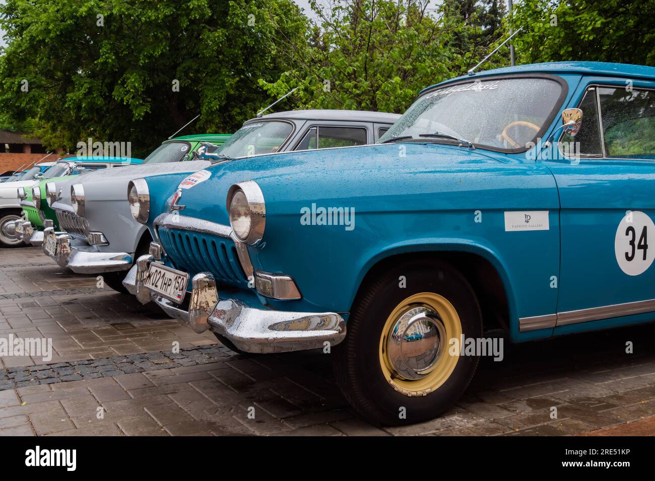 Blue GAZ M21 Volga at Classic Soviet Car Exhibition Stock Photo - Alamy