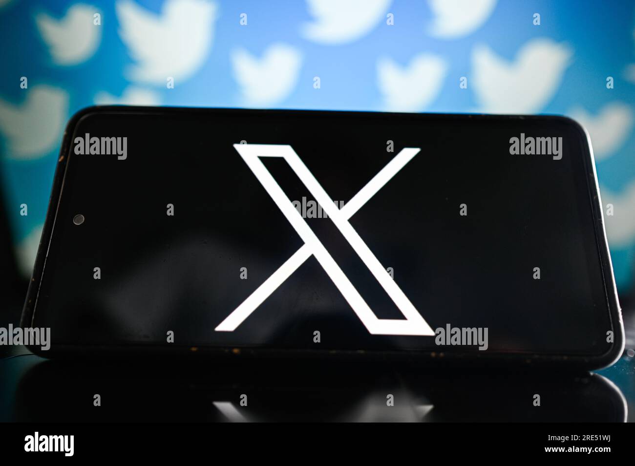 In this photo illustration, a New twitter Logo X is displayed on a ...