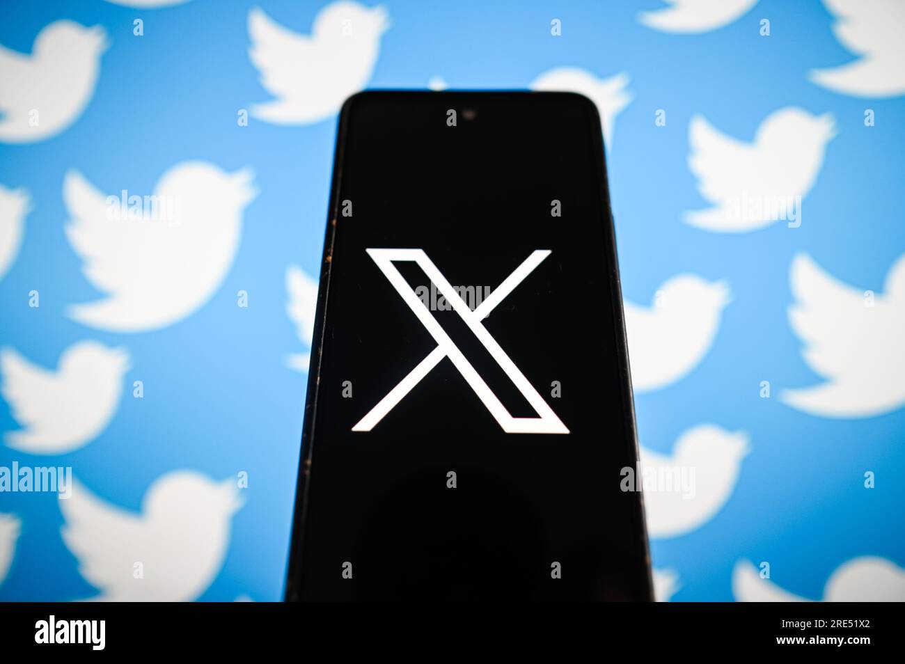 In this photo illustration, a New twitter Logo X is displayed on a ...