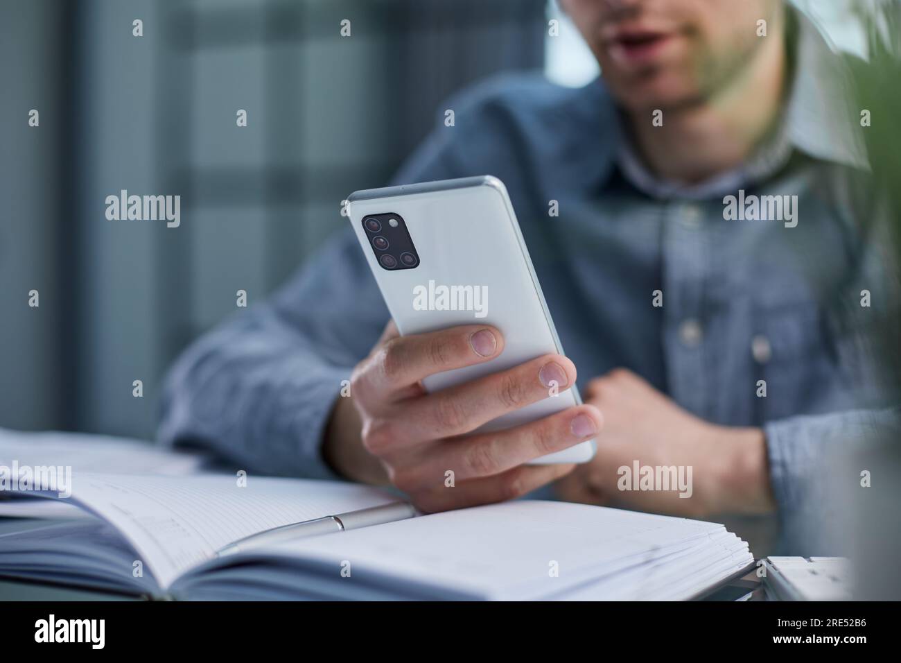business man ceo wearing sitting in office using cell phone solutions ...