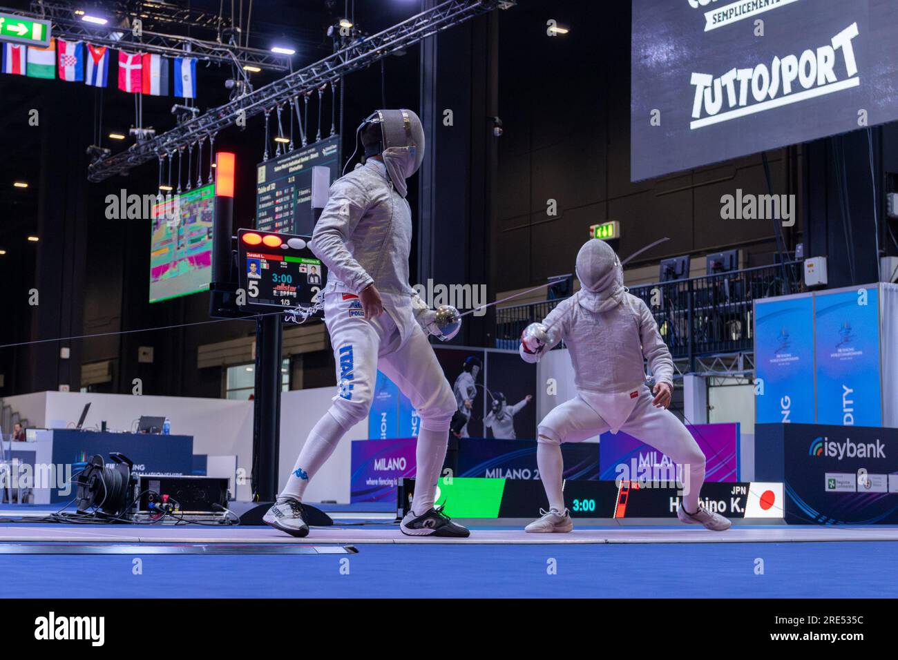 Milan, Italy. 25th July, 2023. Curatoli Luca (ITA) against Hoshino ...