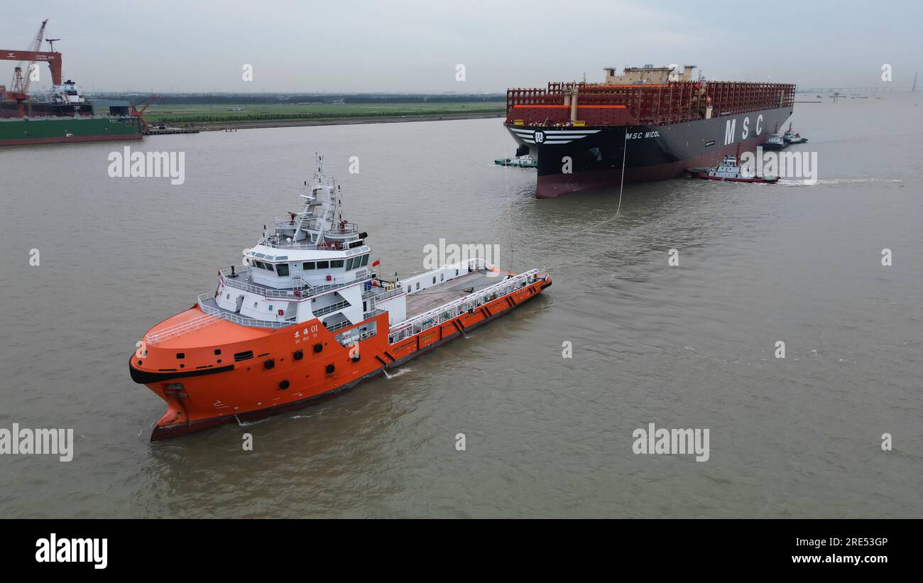 SUZHOU, CHINA - JULY 25, 2023 - "Xinfu 108" off mooring into the ...