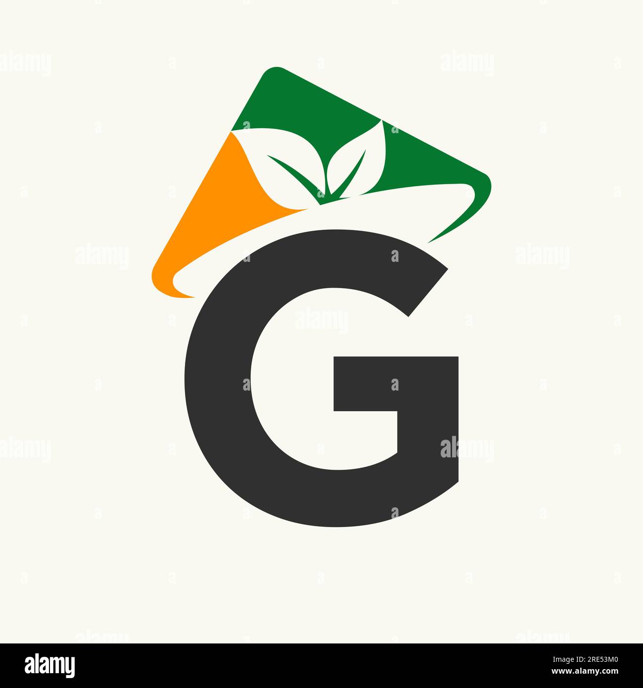 Agriculture Logo On Letter G Concept With Farmer Hat Icon. Farming ...
