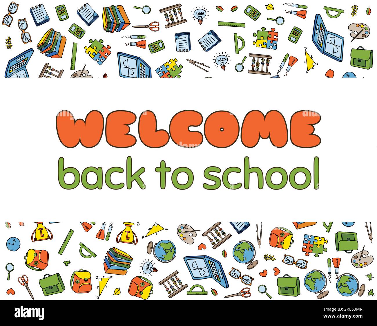 Freehand drawing back school Cut Out Stock Images & Pictures - Alamy