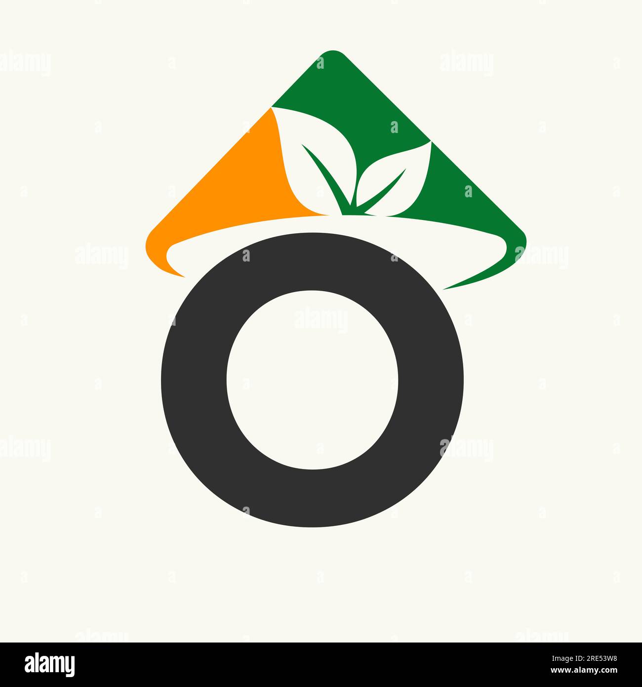 Agriculture Logo On Letter O Concept With Farmer Hat Icon. Farming ...