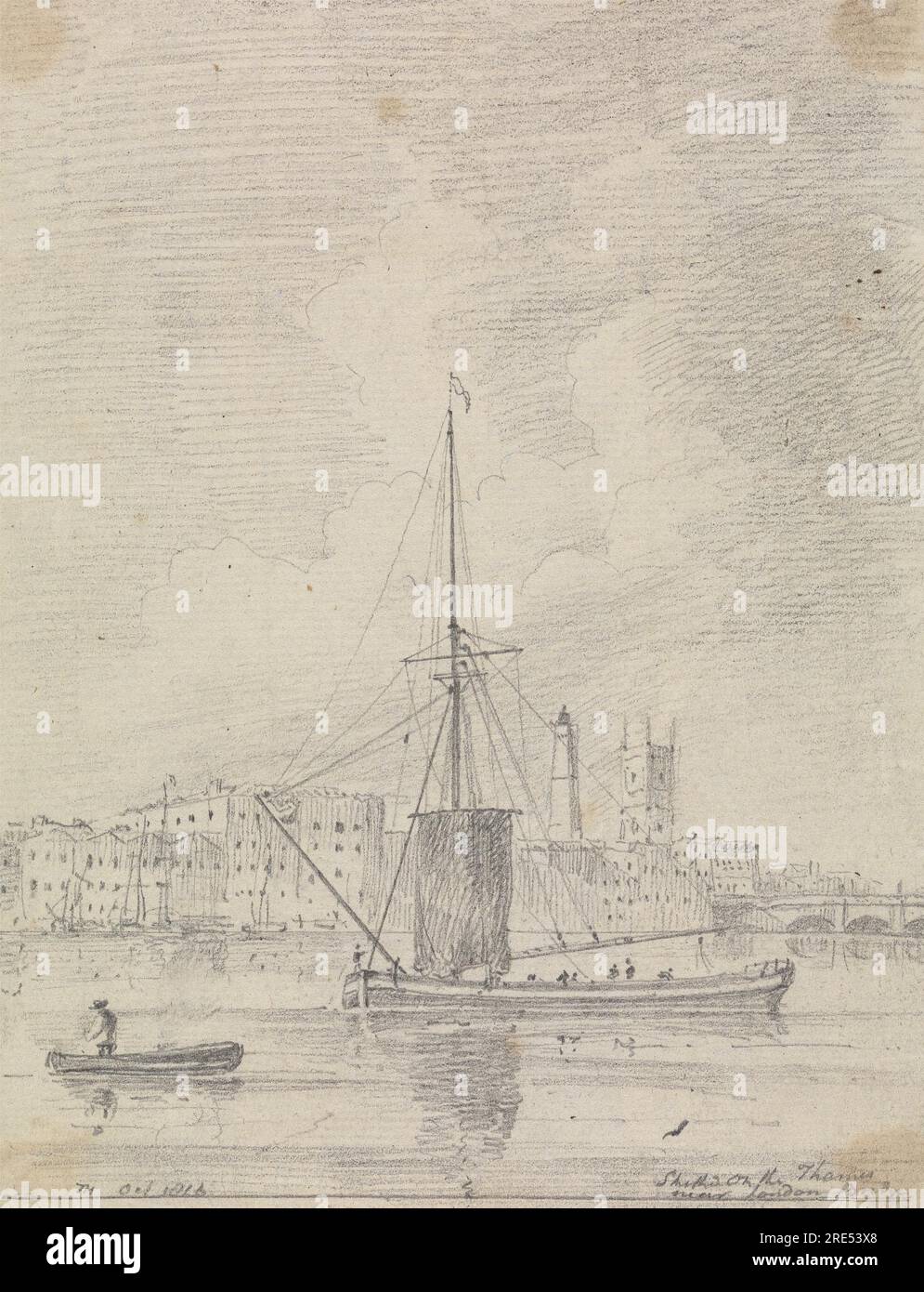 Ships on the Thames near London Bridge, October 1816 1816 by Thomas ...