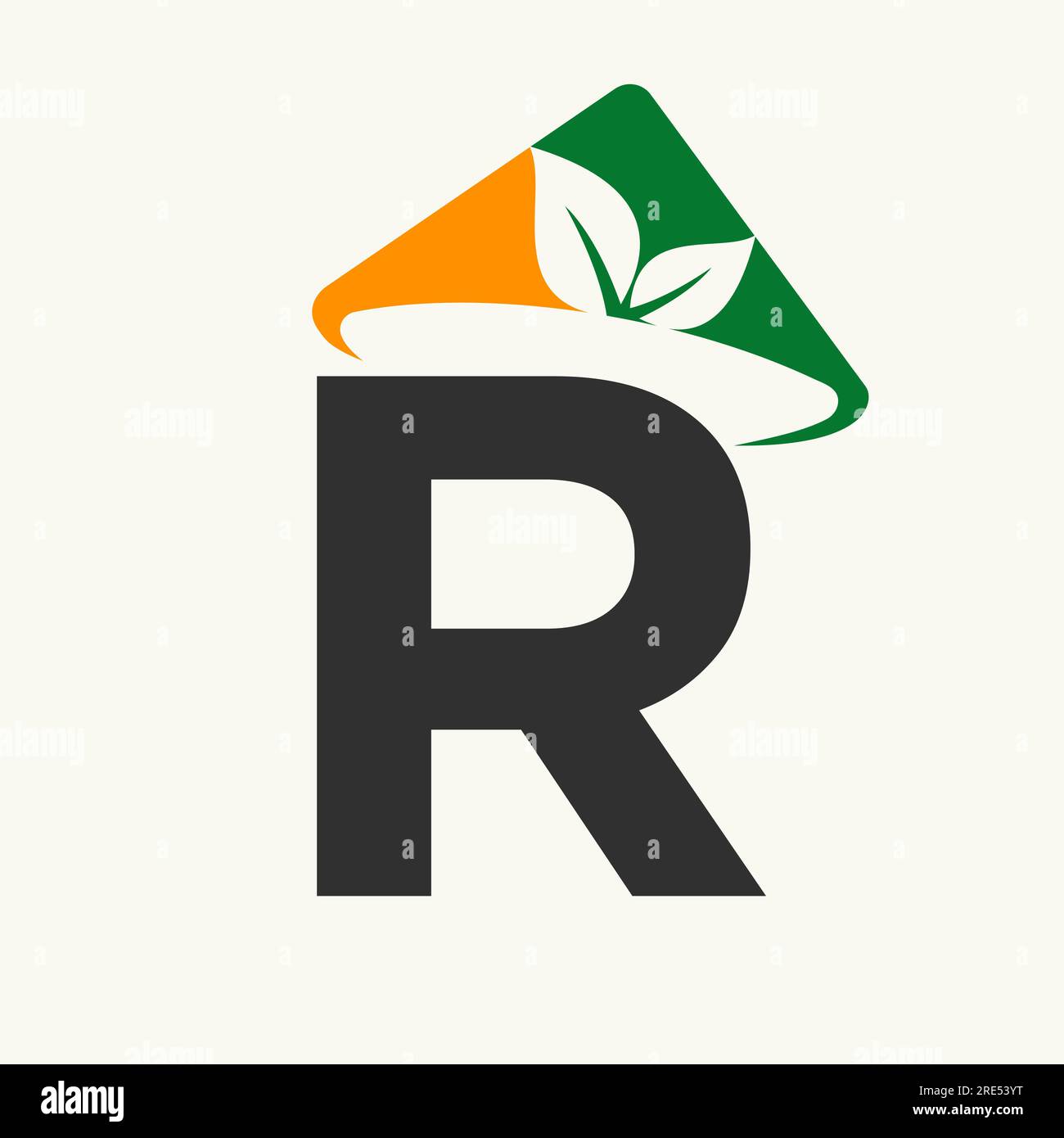 Agriculture Logo On Letter R Concept With Farmer Hat Icon. Farming ...