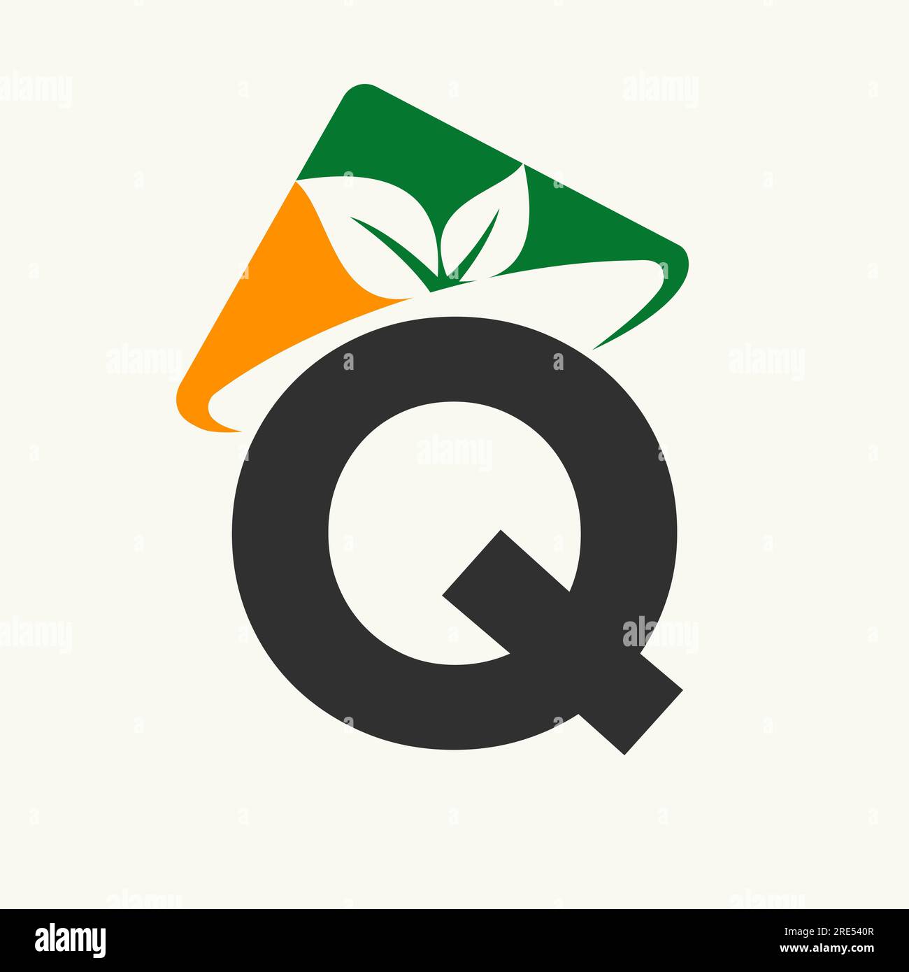 Agriculture Logo On Letter Q Concept With Farmer Hat Icon. Farming ...