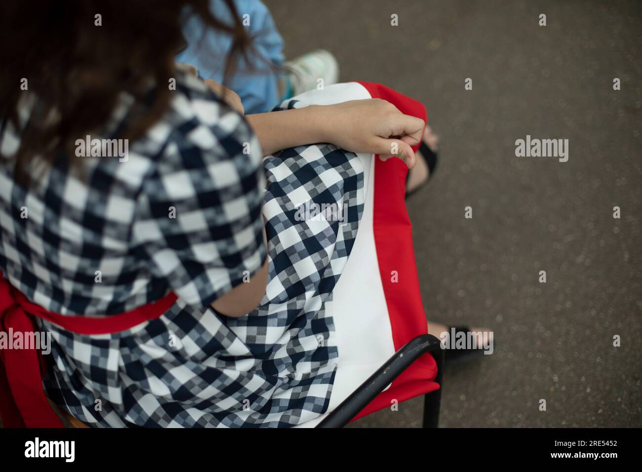 Plaid dress. Old style of dress. Beautiful clothes. Checkered fabric ...
