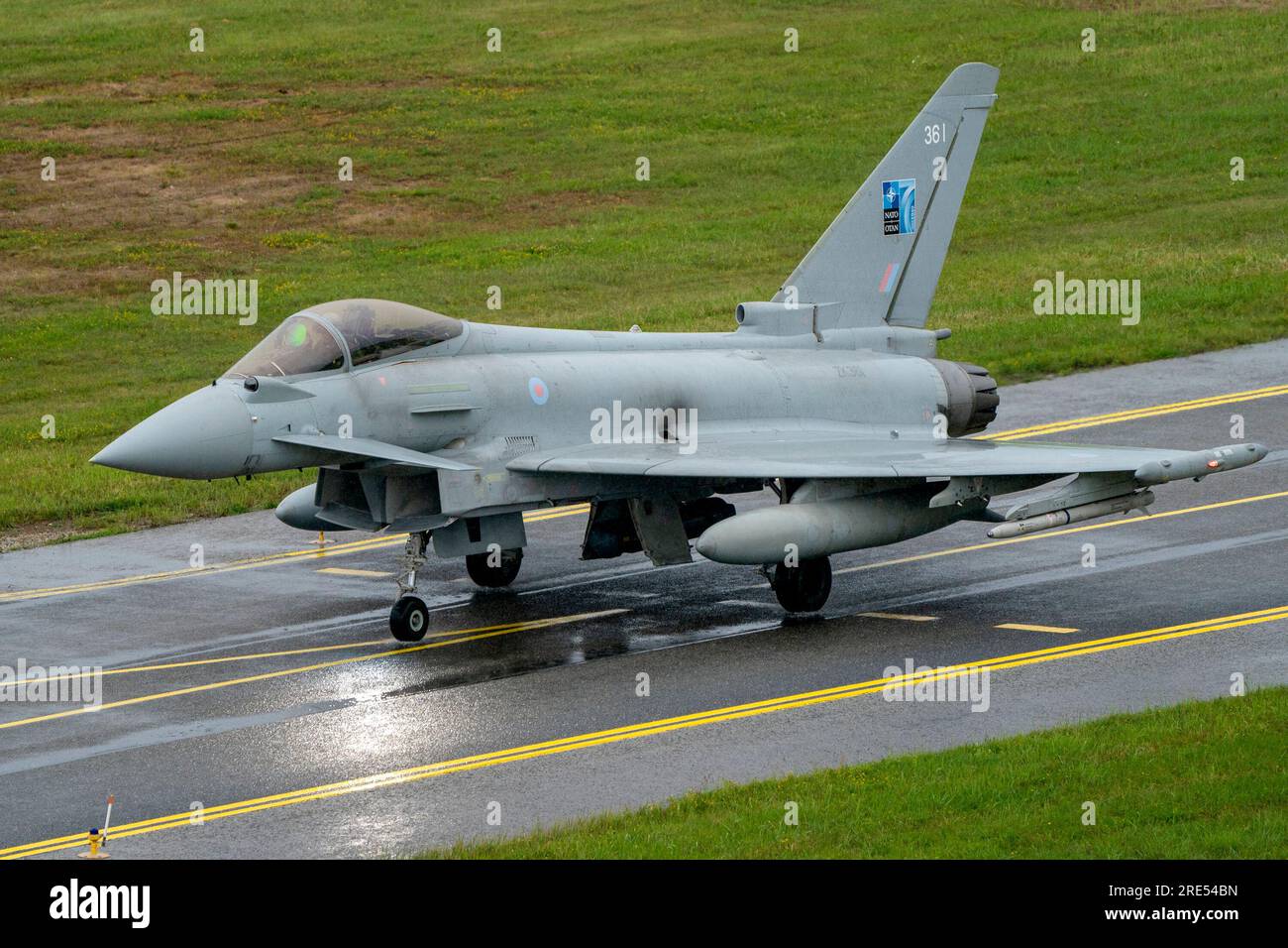 RAF Eurofighter Typhoon jet, part of the Royal Air Force (RAF)140 Expeditionary Air Wing, waits ...