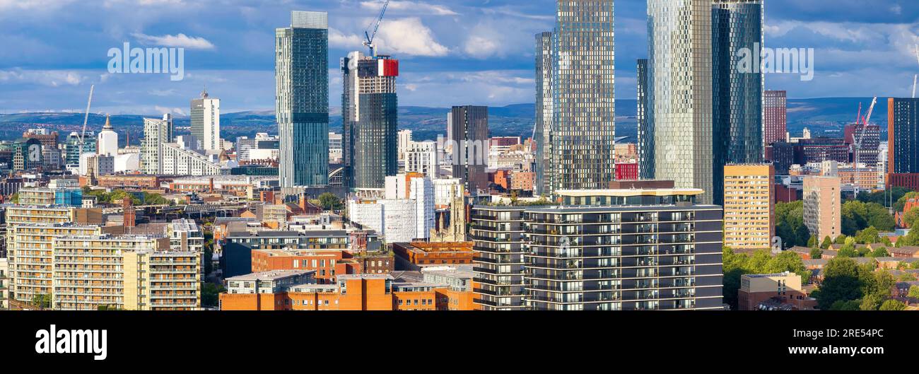 Manchester skyline panorama with cloudy sky Stock Photo - Alamy