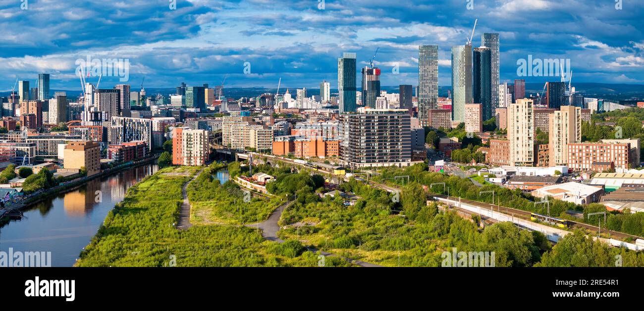 Manchester skyline panorama with cloudy sky Stock Photo - Alamy
