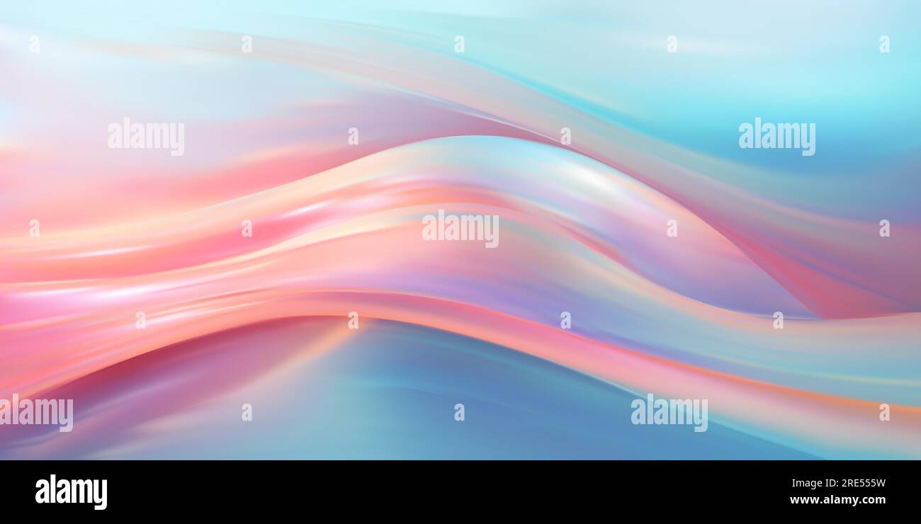 Background of iridescent opalescent liquid in blue and pink. Delicate ...