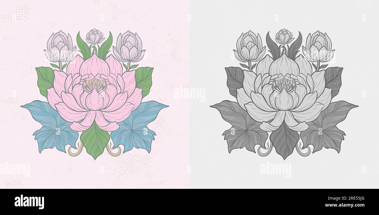 Flower lotus beautiful in the style of Art Nouveau. Beautiful lotus ...