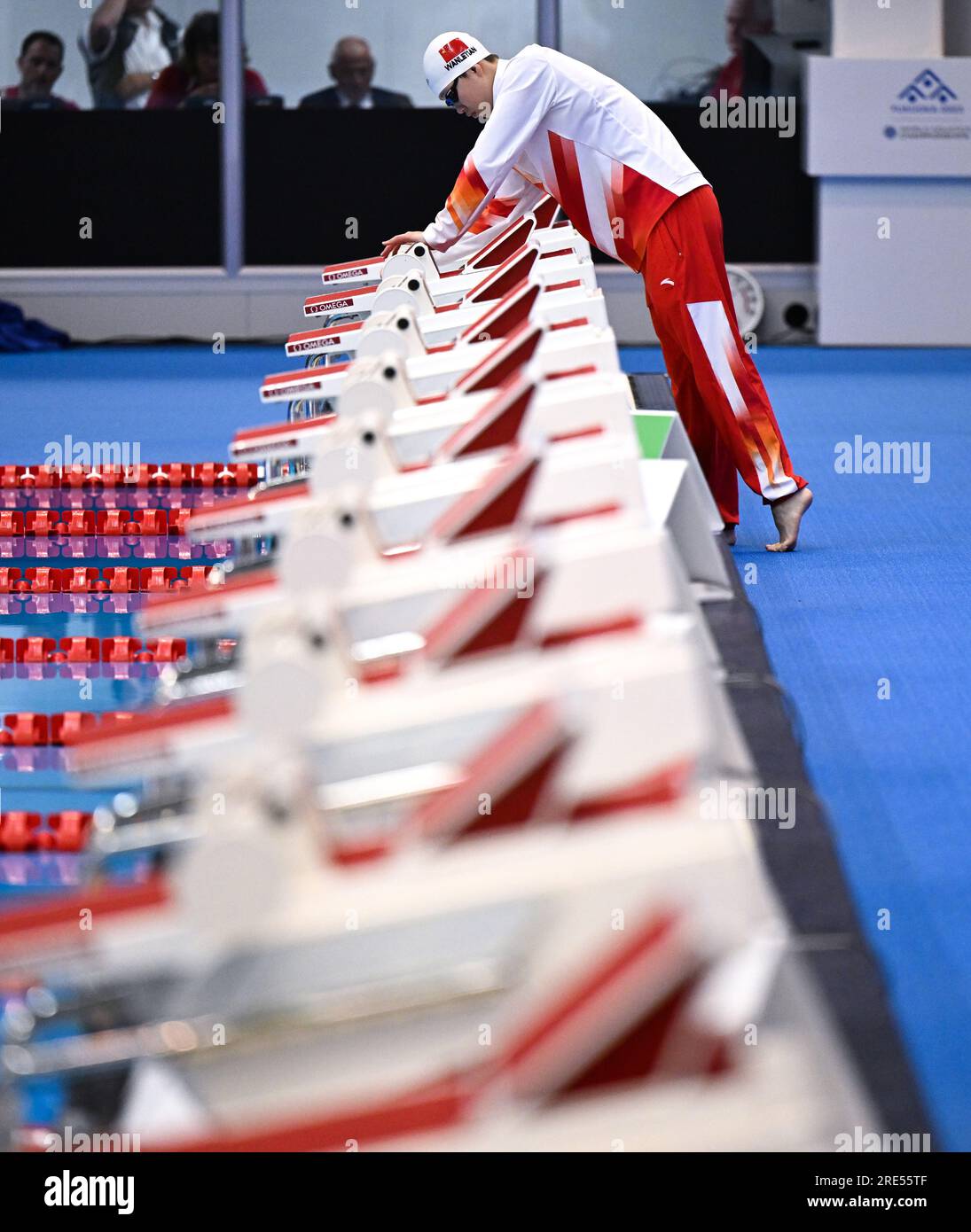Fukuoka, Japan. 25th July, 2023. Wan Letian of China reacts before the ...