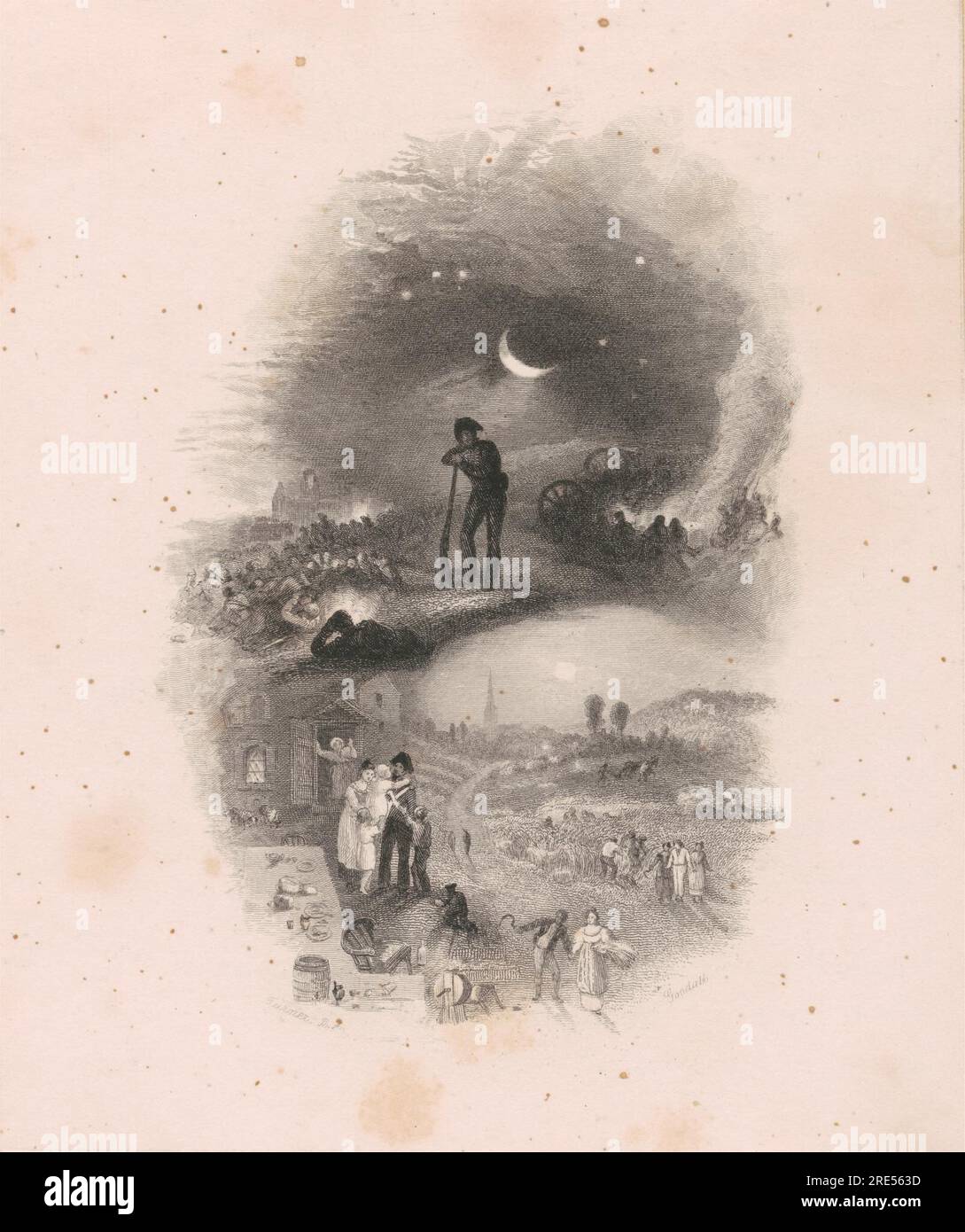 The Soldier's Dream (Vignette) 1837 by Edward Goodall Stock Photo - Alamy