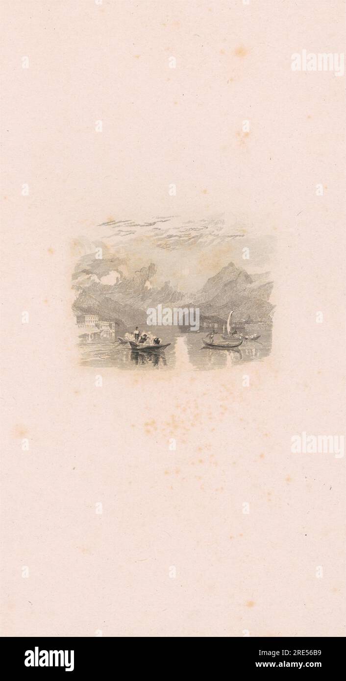 Lake of Como Number 1 (vignettes) 1830 by Edward Goodall Stock Photo ...