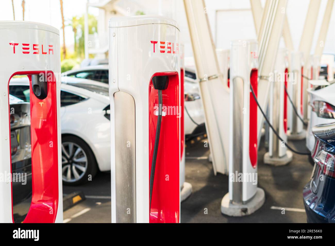 Tesla charding station Stock Photo - Alamy