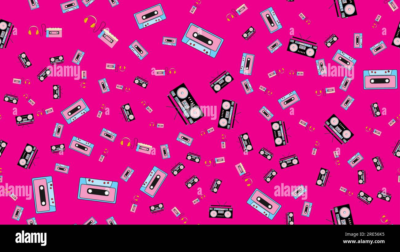 Texture, seamless pattern from audiowder with headphones, old vintage ...