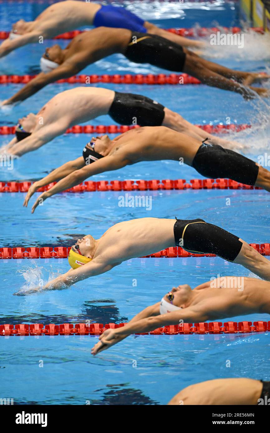 Fukuoka, Japan. 25th July, 2023. Xu Jiayu (2nd from bottom) of China ...