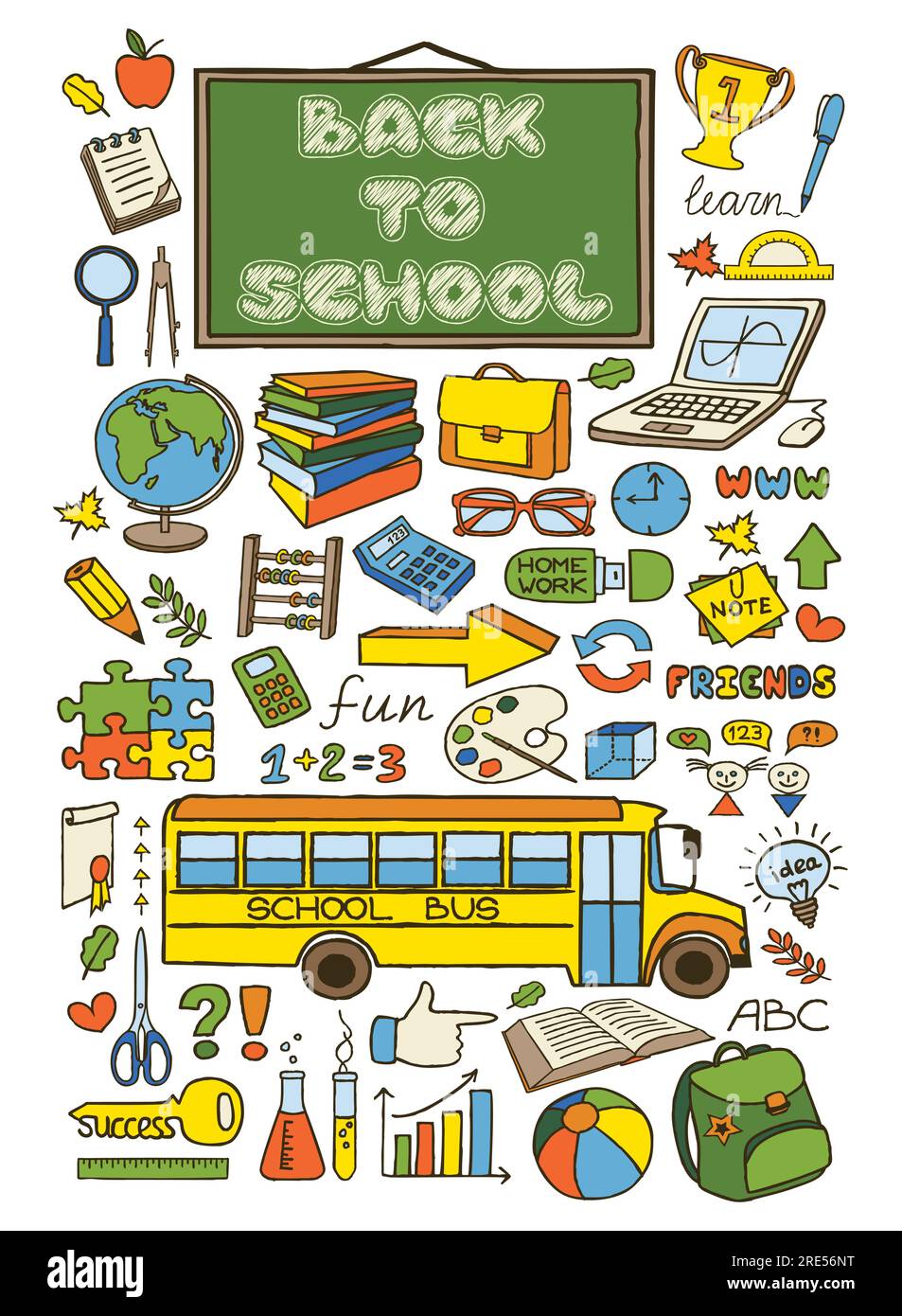 Freehand drawing back school Cut Out Stock Images & Pictures - Alamy