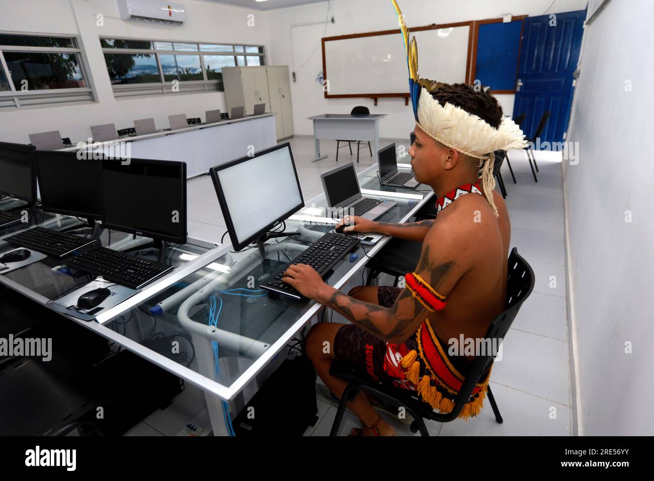 itaju do colonia, bahia, brazil - july 23, 2023: young indigenous woman ...