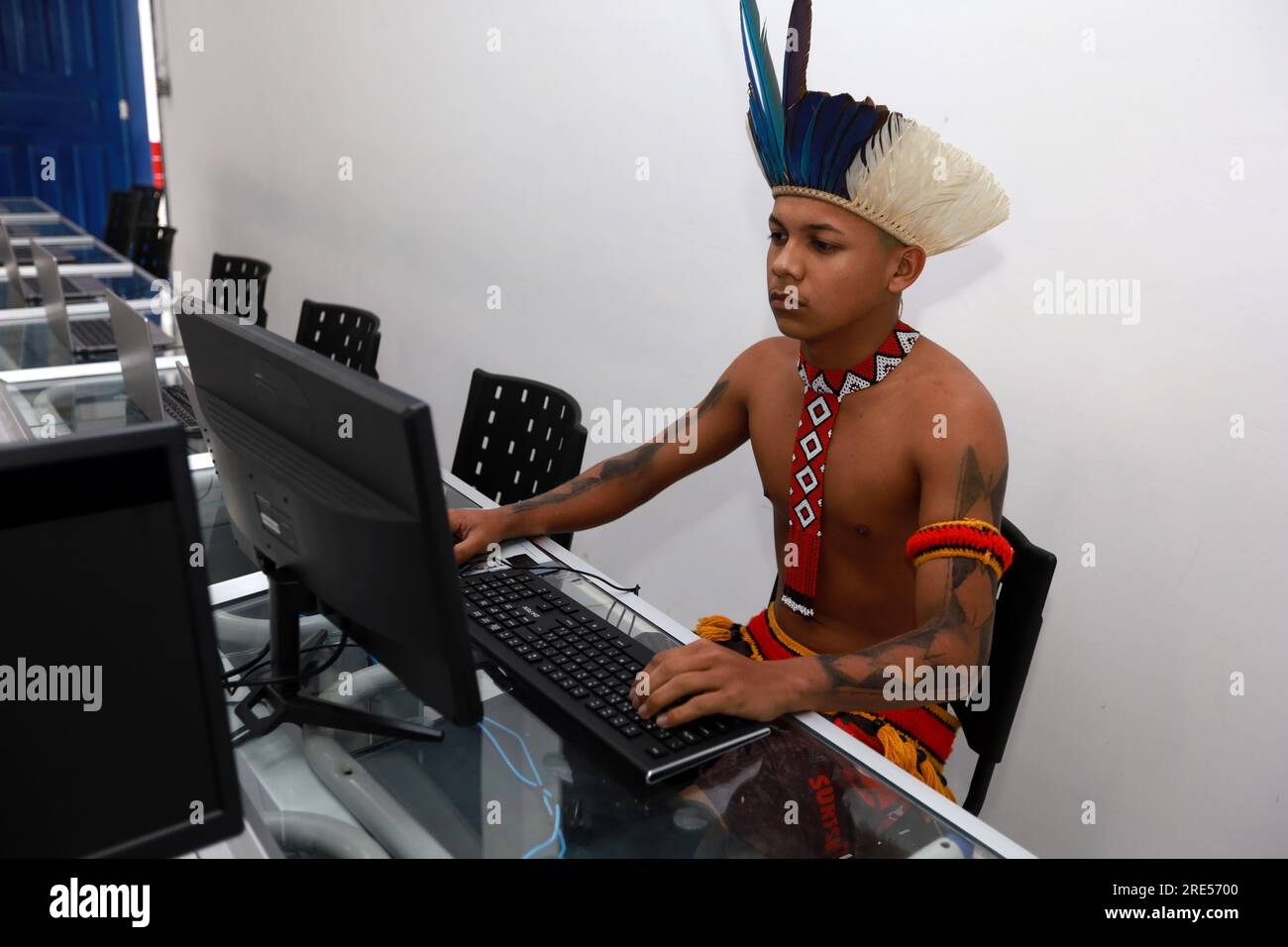itaju do colonia, bahia, brazil - july 23, 2023: young indigenous woman ...