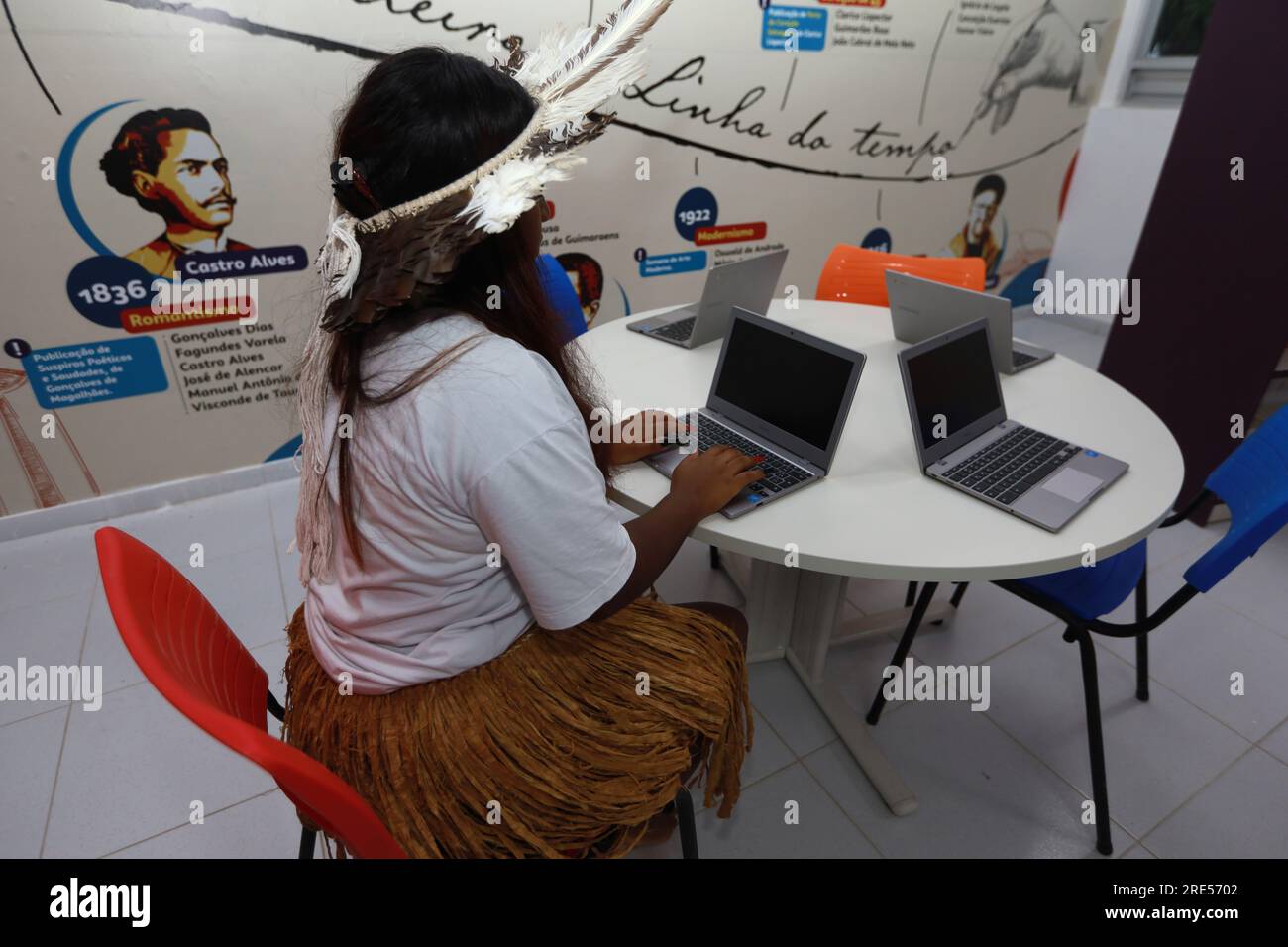 itaju do colonia, bahia, brazil - july 23, 2023: young indigenous woman ...