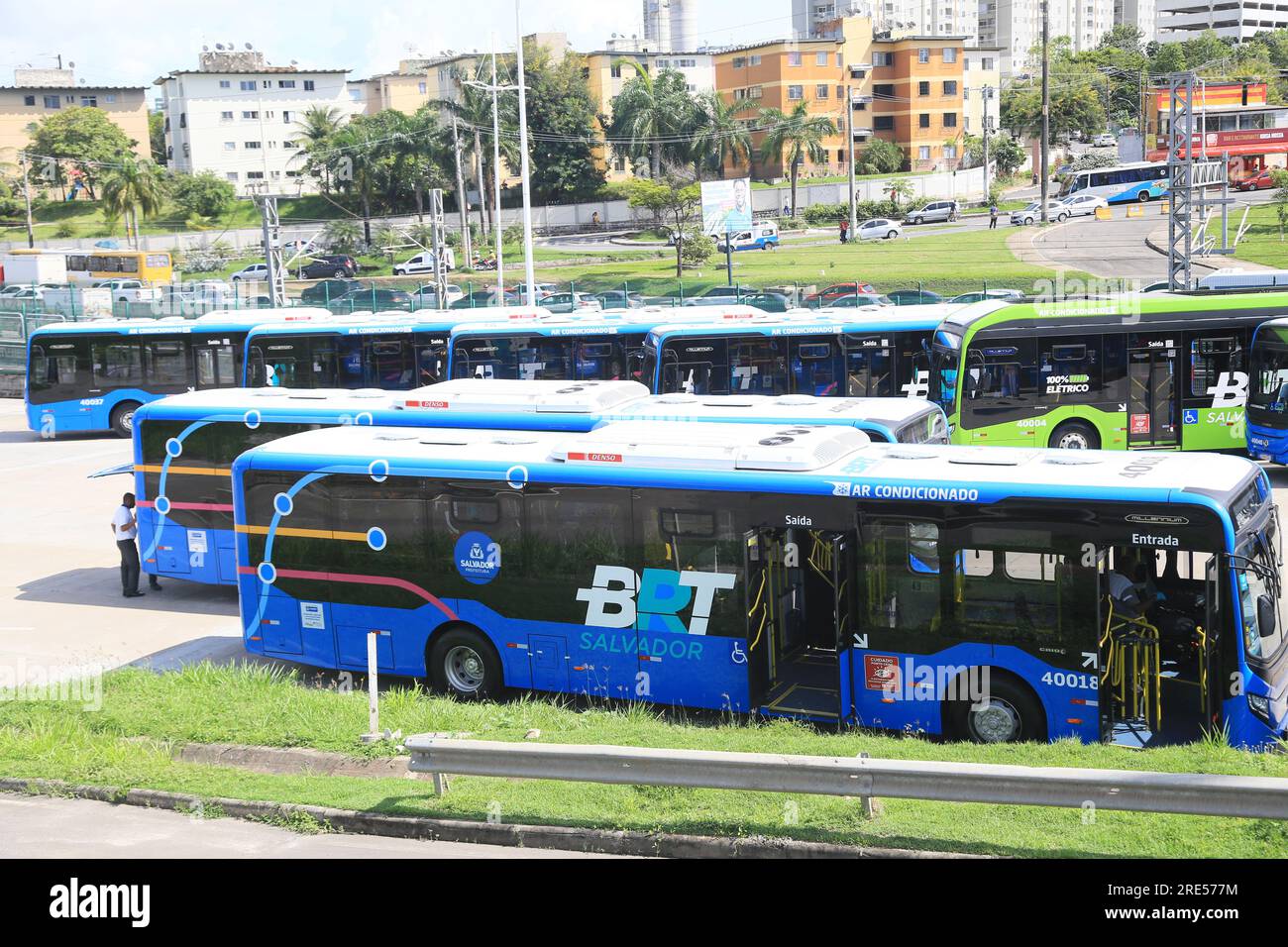 salvador, bahia, brazil - may 17, 2023: bus of the BRT transport system ...