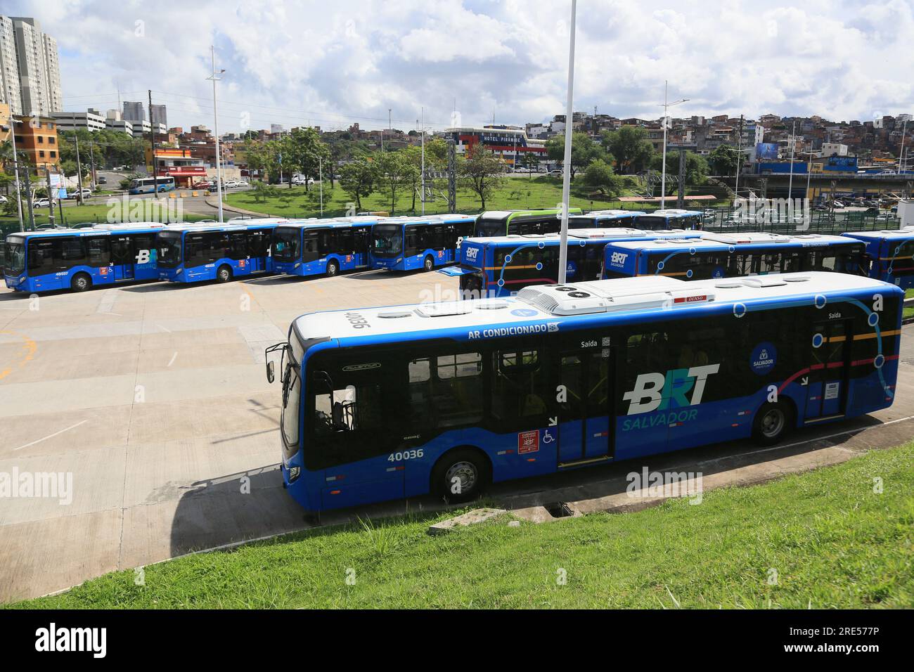 salvador, bahia, brazil - may 17, 2023: bus of the BRT transport system ...